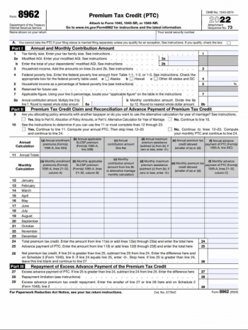 2022 Form 8962 Instructions 📝 Get IRS Form 8962 2023: Printable PDF and ...